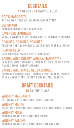 Our Menus – Rod & Hammer's SLO Stills